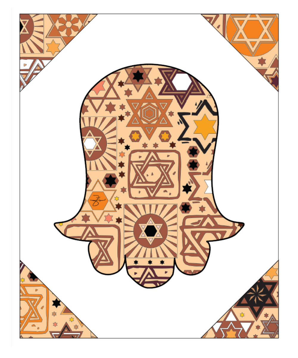 Hamsa - Jewish Art Download (Tossed Stars - Beige) – Fay's Quilt ...