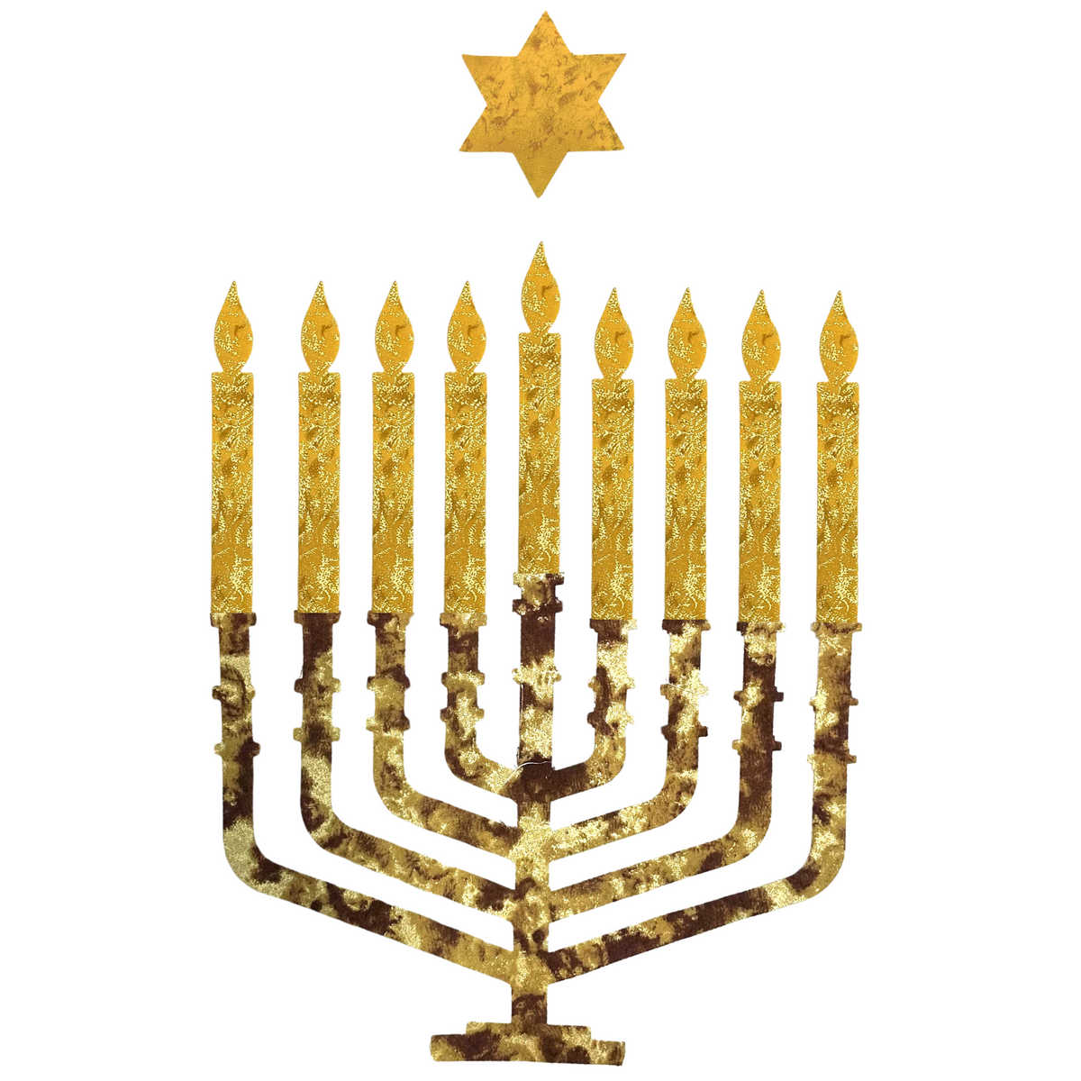 Jewish Fused Applique - Brown Stone Menorah w/ Gold Candles #10 – Fay's ...