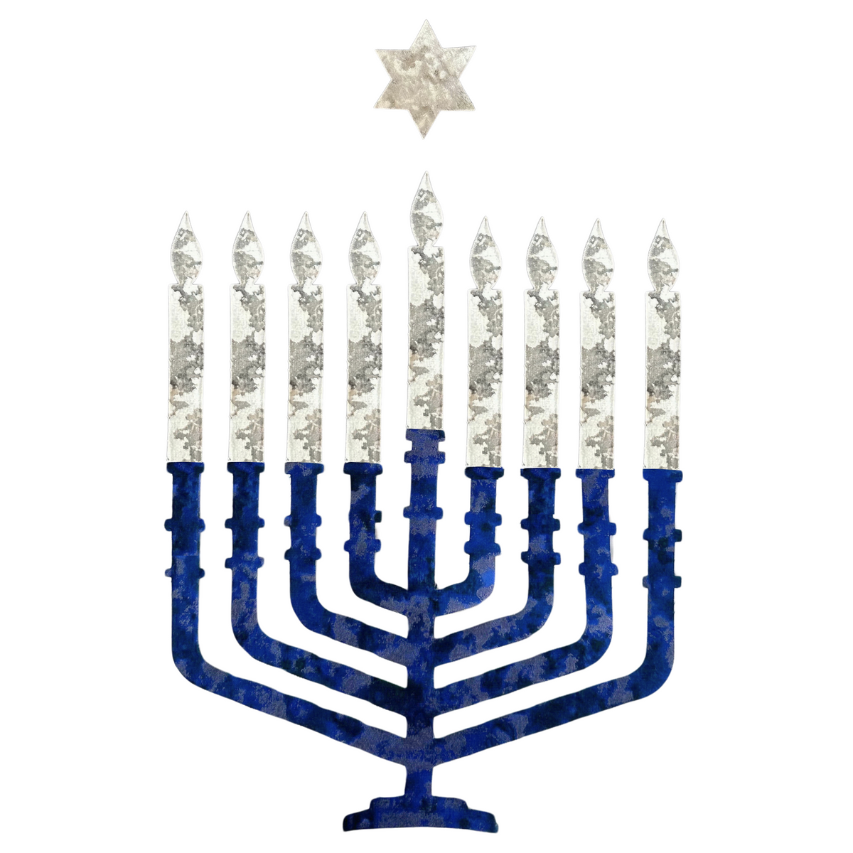 Jewish Fused Applique - Blue Stone Menorah w/ Silver Candles #15 – Fay ...