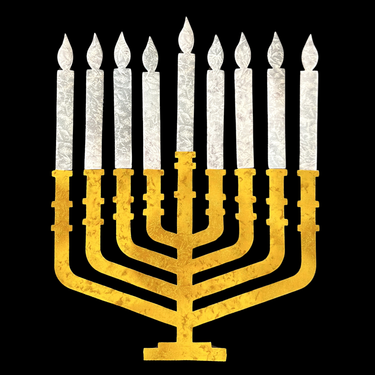 Jewish Die Cut Fusible Applique - Gold Menorah w/ Silver Candles – Fay ...